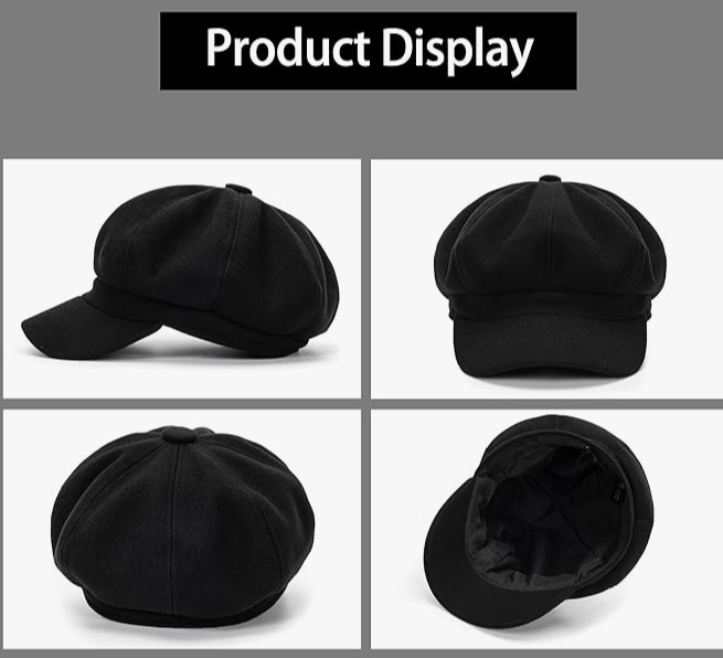 Octagonal Newsboy Cap Vintage 8 Panels Paperboy Visor Gatsby Cabbie Hat ...