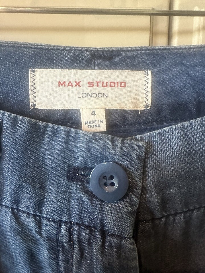 Max Studio London Womens Odette Blue Tencel Blend Wide Leg Jeans Size 4 ...