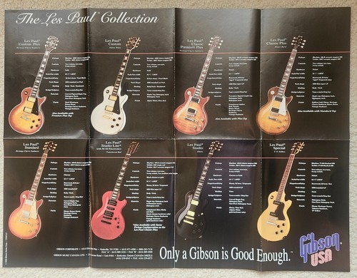 1993 Gibson Les Paul Collection Guitars fold-out brochure. Free ...