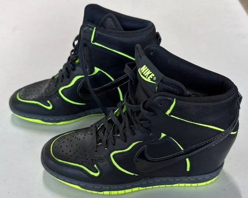 Nike Dunk Sky High Cut Out Premium Black Volt Green Shoes 644411-002 ...
