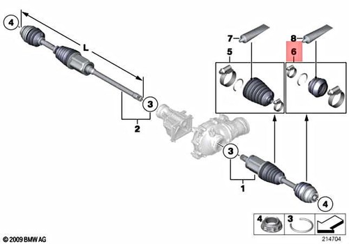 Genuine BMW X5 E70 F15 Front Axle Outer CV Joint Boot Repair Kit OEM ...