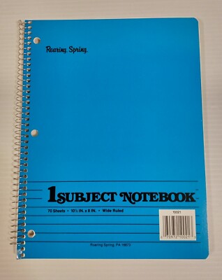 Vintage Roaring Spring 1 subject Blue Notebook Wide Ruled 70 Sheets New ...
