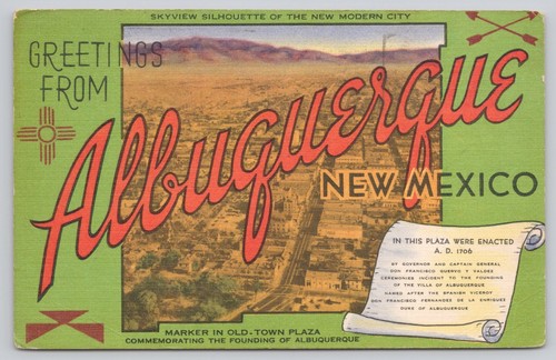 Postcard Greetings From Albuquerque New Mexico Aerial View | eBay