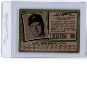 PAT JARVIS 1971 TOPPS #623 HARD SIGNED AUTOGRAPH ATLANTA BRAVES *11741 ...