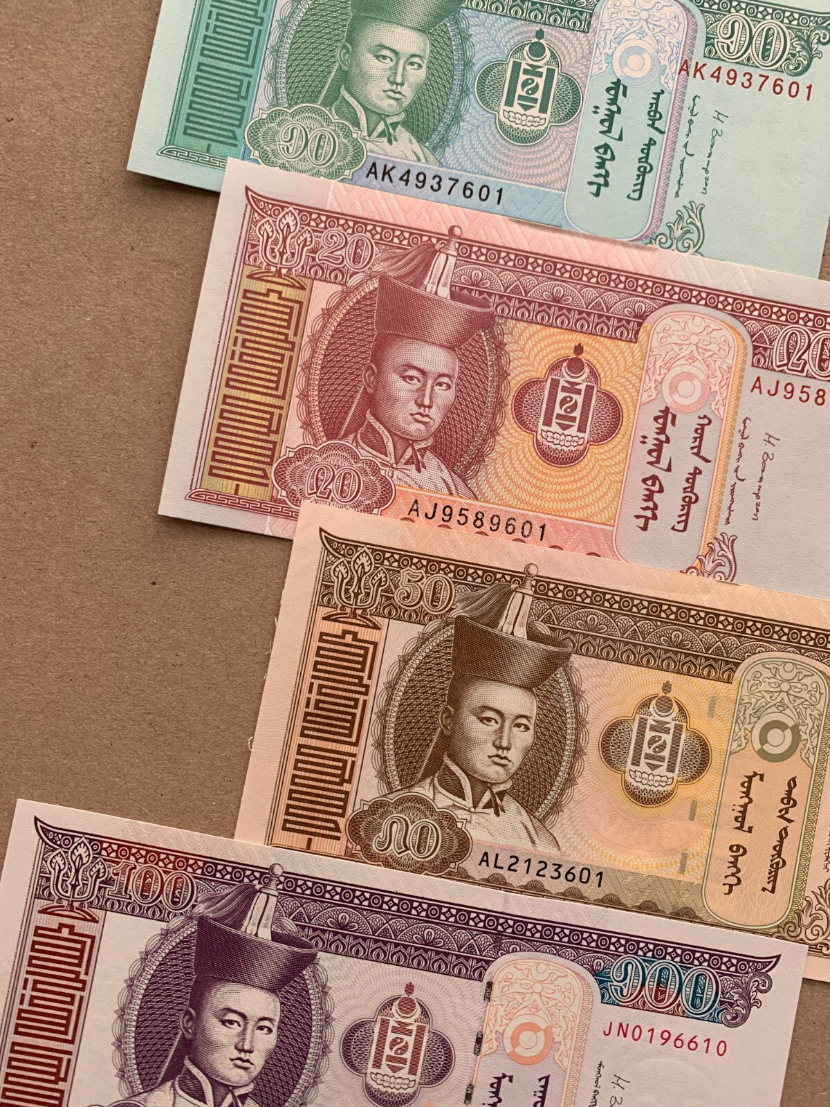 2010's 4 pcs Mongolian Banknote Set. Genghis Khan Note Lot Memorabilia ...