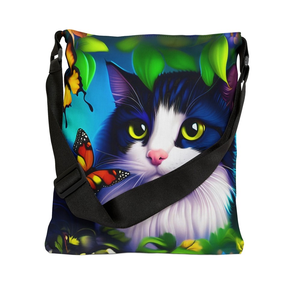 Adjustable Tote Bag Tuxedo Cat Digital AI artwork Design Cat 690 L ...