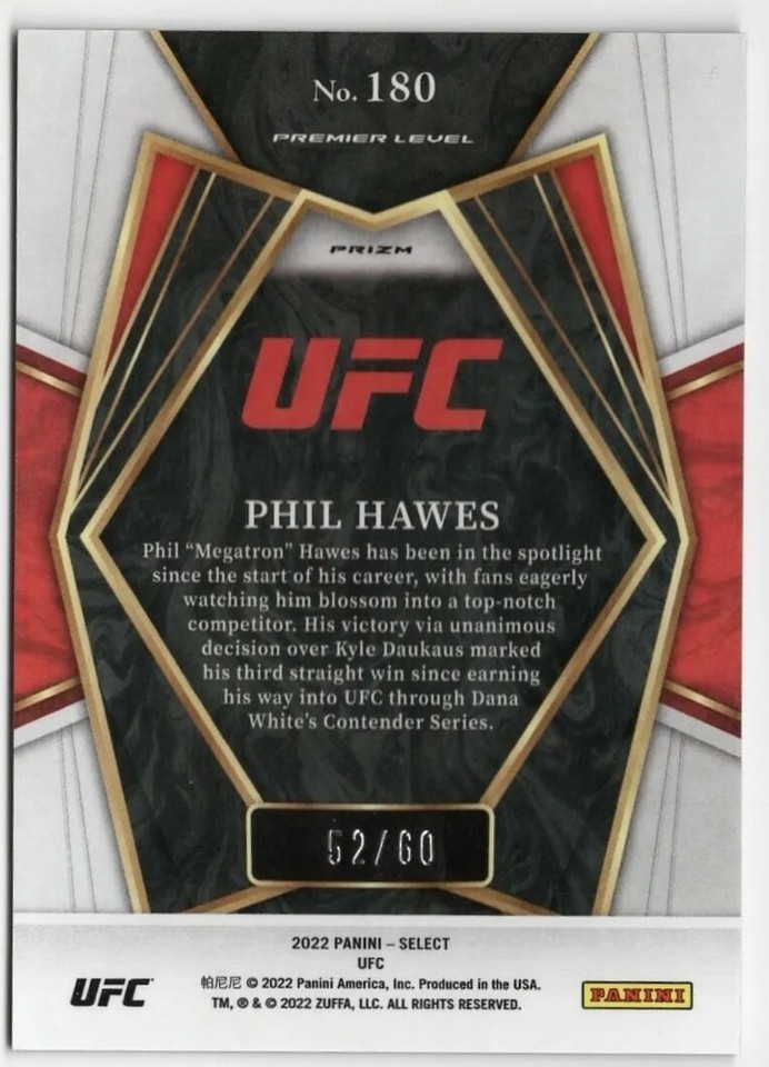 2022 Select UFC Phil Haws RC Rookie Premier Level Purple Prizm #52/60 ...