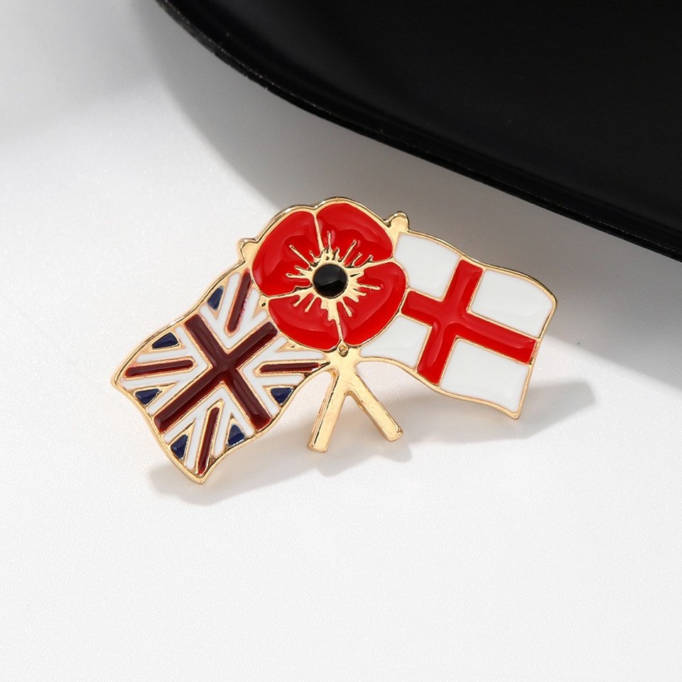2025 Union Jack Red Poppies Pin Badge Remember Veteran Solider Brooch ...