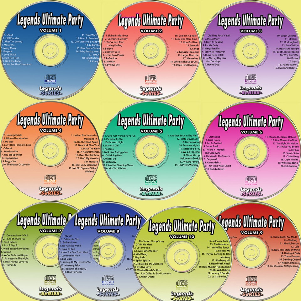 LEGENDS ULTIMATE PARTY PACK-1 KARAOKE CD+G 10 DISC BOX SET MIX TRACKS ...