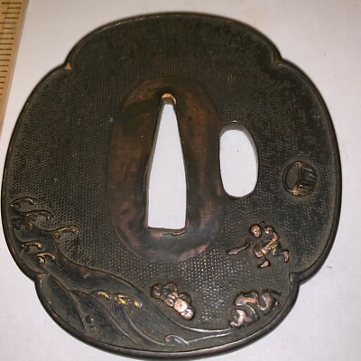 Tsuba Vintage Japanese Soft Metal Tsuba Edo Era Antique Estate Artifact ...