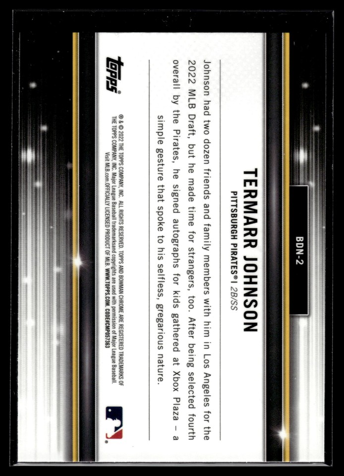 Termarr Johnson 2022 Bowman Chrome Draft Night A Card #BDN-2 | eBay