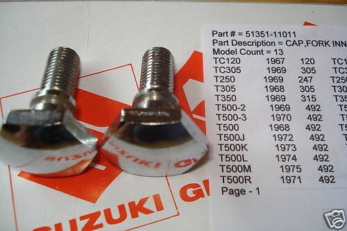 SUZUKI T500 T305 T350 TC120 TC305 FRONT FORK CAP BOLTS CHROME | eBay