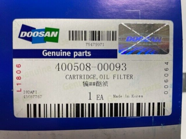DOOSAN OIL FILTER CARTRIDGE PART NO. 400508-00093 for DH220ED Mega 300 ...