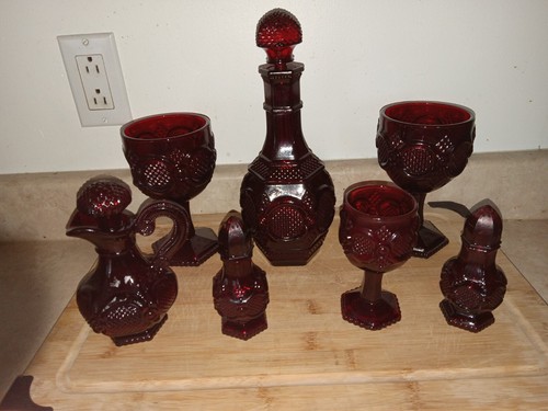 Vintage Avon Cape Cod Ruby Red Glassware LOT OF 7 | eBay