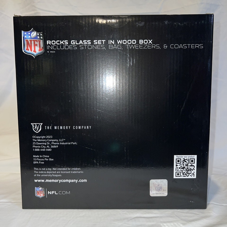 Cincinnati Bengals - Rocks Glass Set in Wood Box W/Stones Bag Tweezers ...