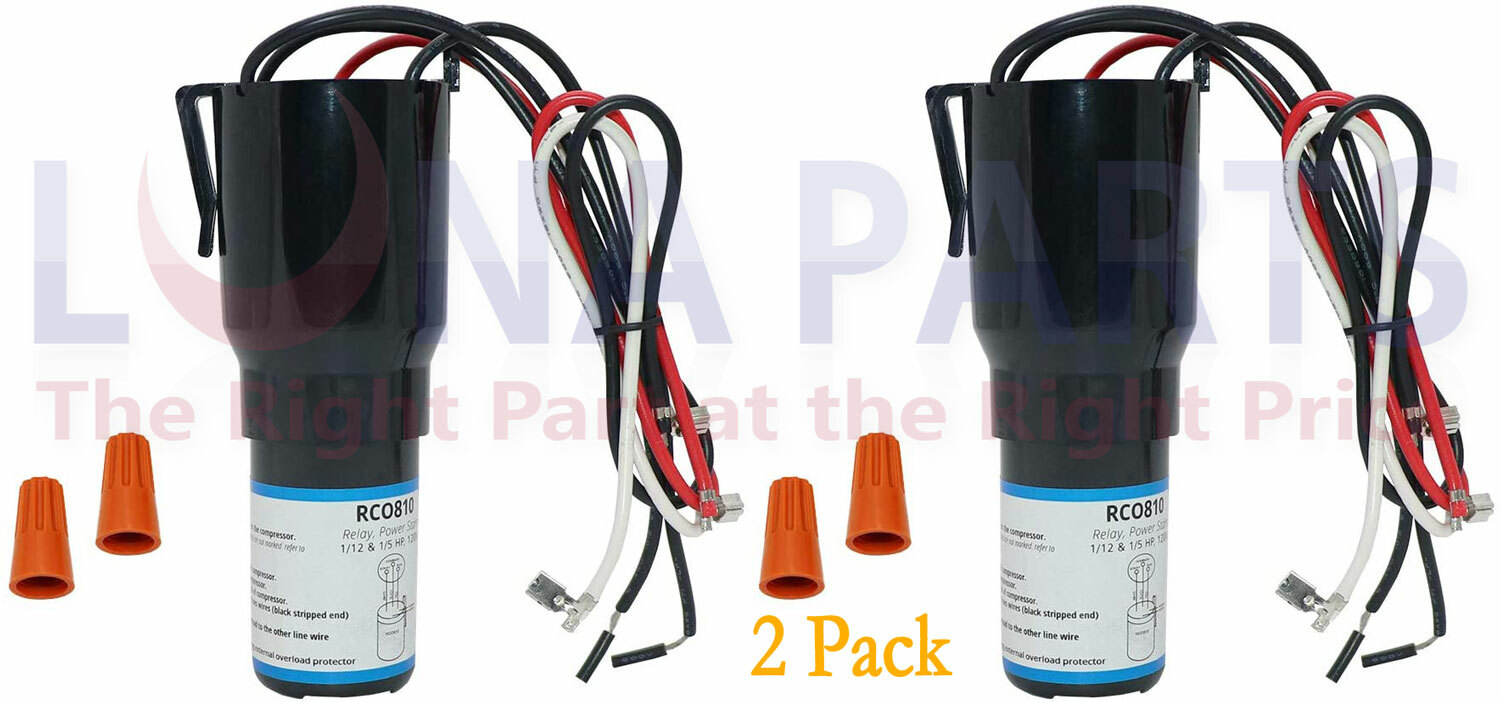 2 Pack 3 in1 Start Hard Start Kit Refrigerator Relay Capacitor Overload ...