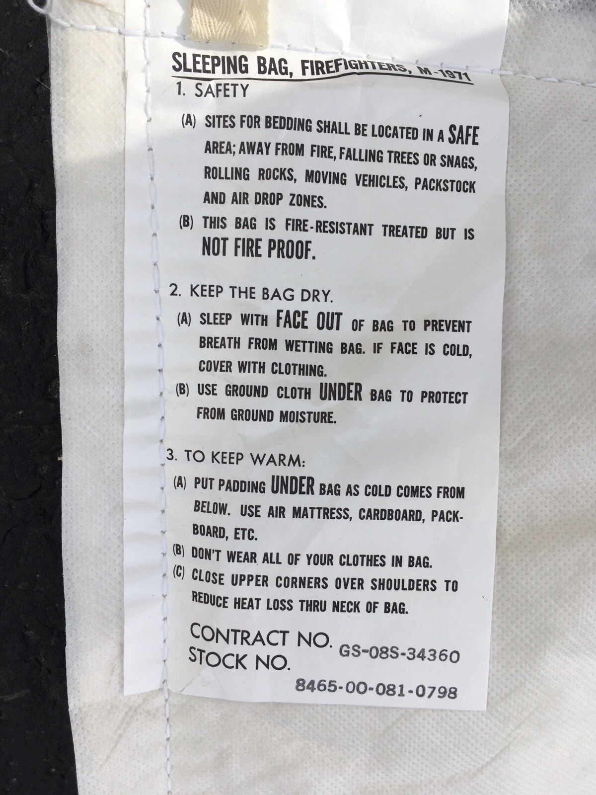 FSS Firefighters Sleeping Bag - out of Cellulose Fiber - Camping ...