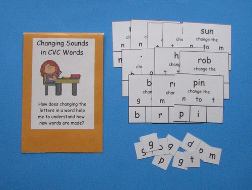 Teacher Made Literacy Center Resource Changing Ending Sounds in CVC ...