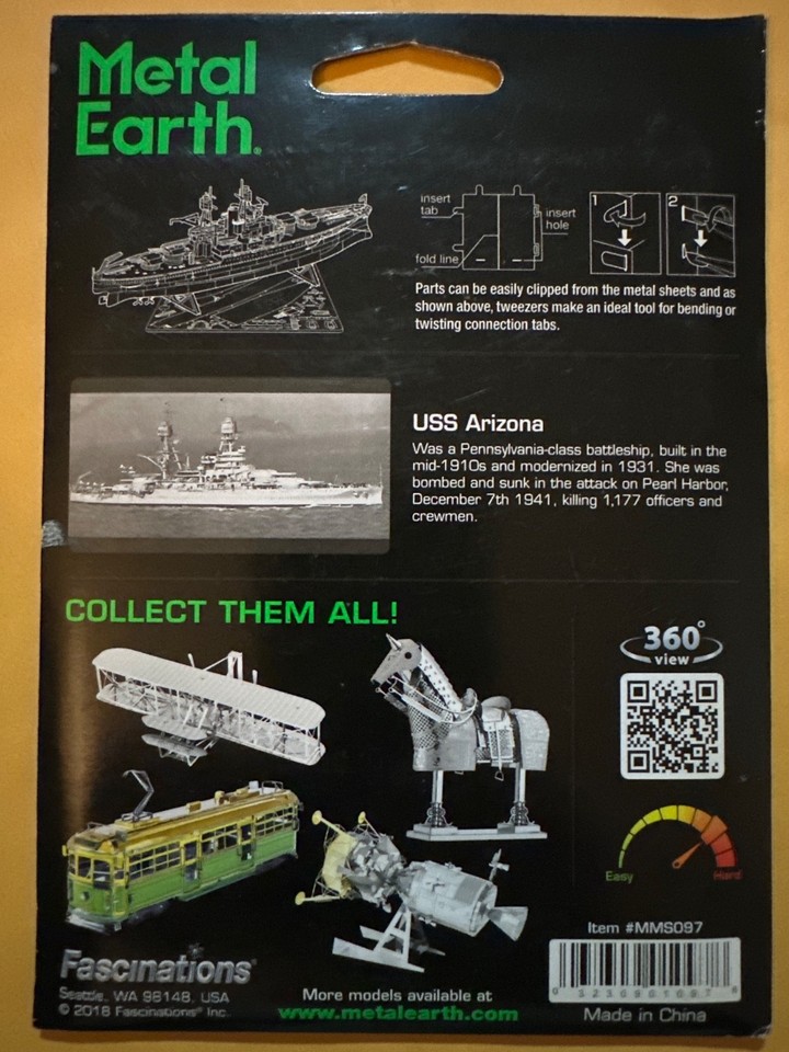 New Fascinations Metal Earth USS Arizona ship 3D Steel Model Kit | eBay