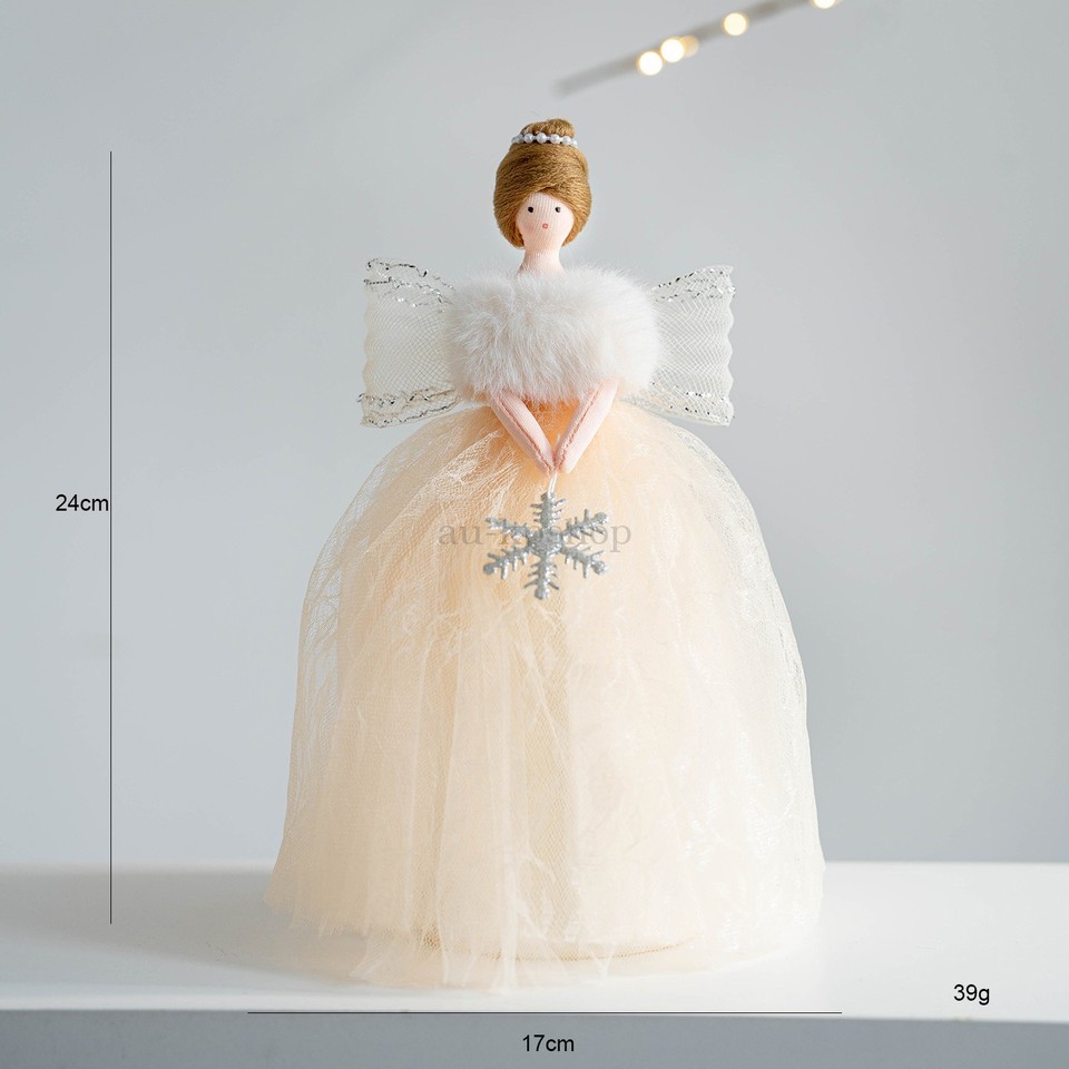 Christmas Angel Tree Topper Tulle Lace Doll Xmas Tree Top Table Decor ...