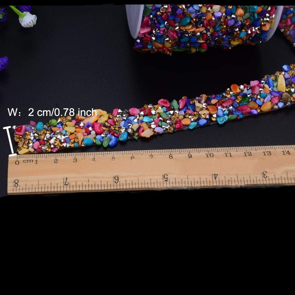 Crystal Rhinestone Trim Hotfix Ribbon Colorful Artificial Gem Stone ...