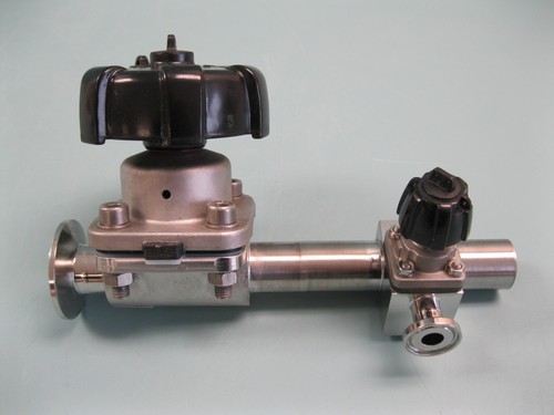 1" x 1" x 1/2" Gemu 3-Way Stainless Sanitary Diaphragm Manual Valve ...