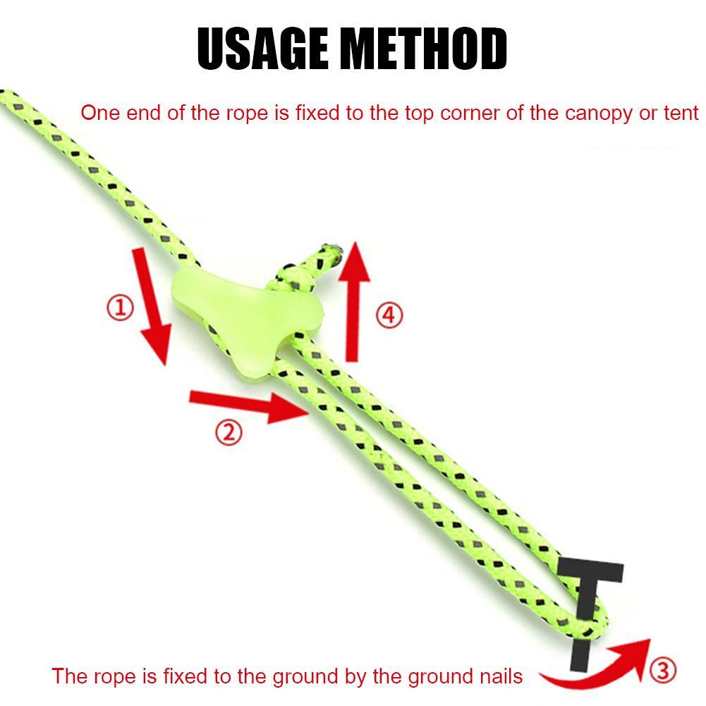 Outdoor Camping Luminous Awning Anti-slip Triangle Tent Rope Buckle ...