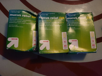 3 Boxes Up & Up Mucus Relief DM 20 CT Each Tablets 12 hour Relief Exp ...