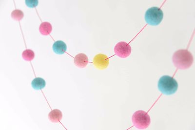 PINK CYAN YELLOW garland.Felt balls garland.Nursery.Kids Pom Pom Wall ...