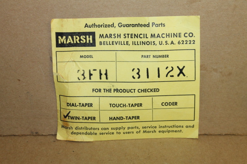 Marsh Stencil 3112X Worm Gear w/ Shaft, For Model 3FH Tape Dispenser | eBay