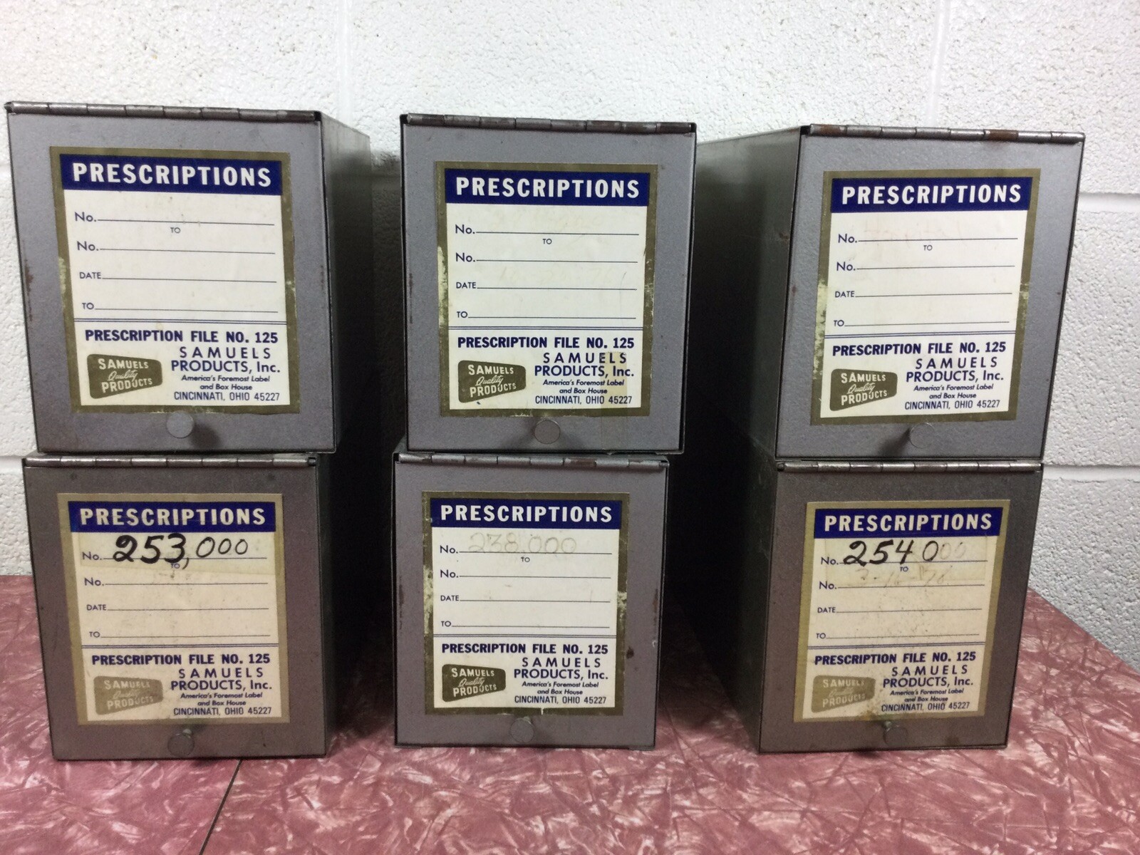 6 Vintage Pharmacy Prescription Record File Box Metal 1970’s Apothecary ...