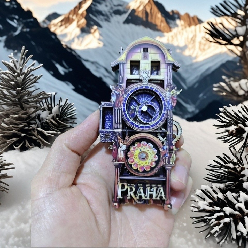 Prague Astronomical Clock Fridge Magnet Travel Souvenir with Vintage ...