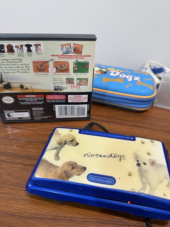 Nintendo DS NINTENDOGS branded Handheld NTR-001 Tested Works! w/Game ...