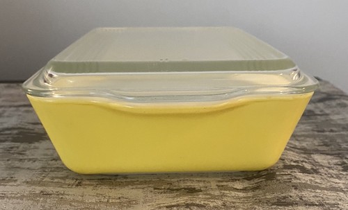 Vintage Pyrex Yellow #503-B Refrigerator Dish 1-1/2 Quart w/Ribbed Lid ...