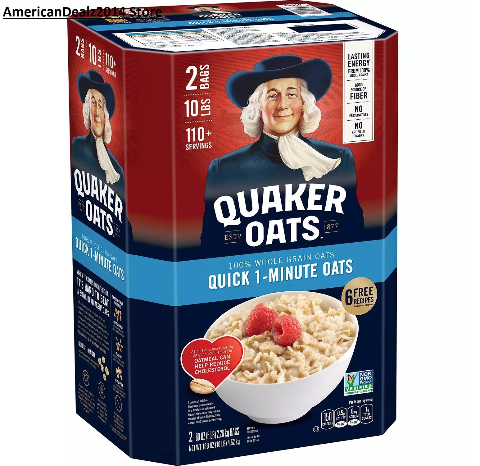 QUAKER OATS Quick 1-Minute Oatmeal Non-GMO Total 10 lbs FRESH!! FREE ...