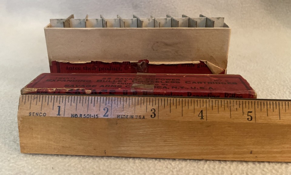 Vintage SAVAGE ARMS Co. 22 Savage Hi-Power Cartridge 2 Piece Ammo Box ...