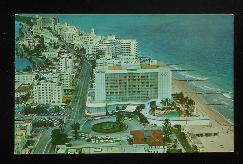 1962 Aerial View looking North from the Seville Hotel Miami Beach FL ...