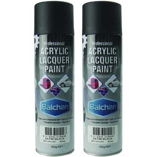 Twin Pack 400g Satin Black Balchan Professional Acrylic Laquer Paint | eBay