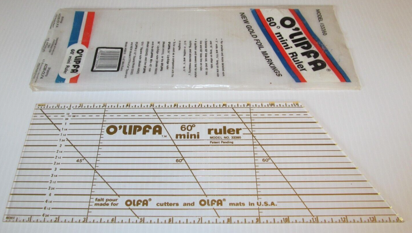 O'Lipfa #33360 Olfa 60° Mini Ruler 14" Long 5" Wide Quilters Sewers ...