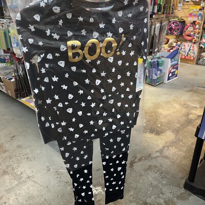 Cat & Jack Halloween Black PJs Pajamas Boo Ghosts Girls Size 8 And size ...