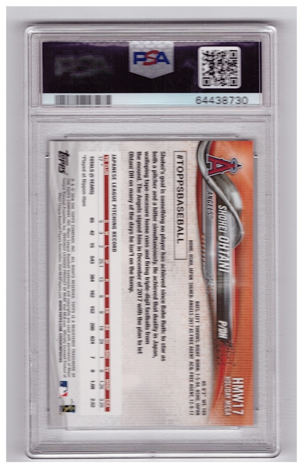 2018 Topps Holiday SHOHEI OHTANI RC Rookie Snowflake SP PSA 10 GEM MINT ...