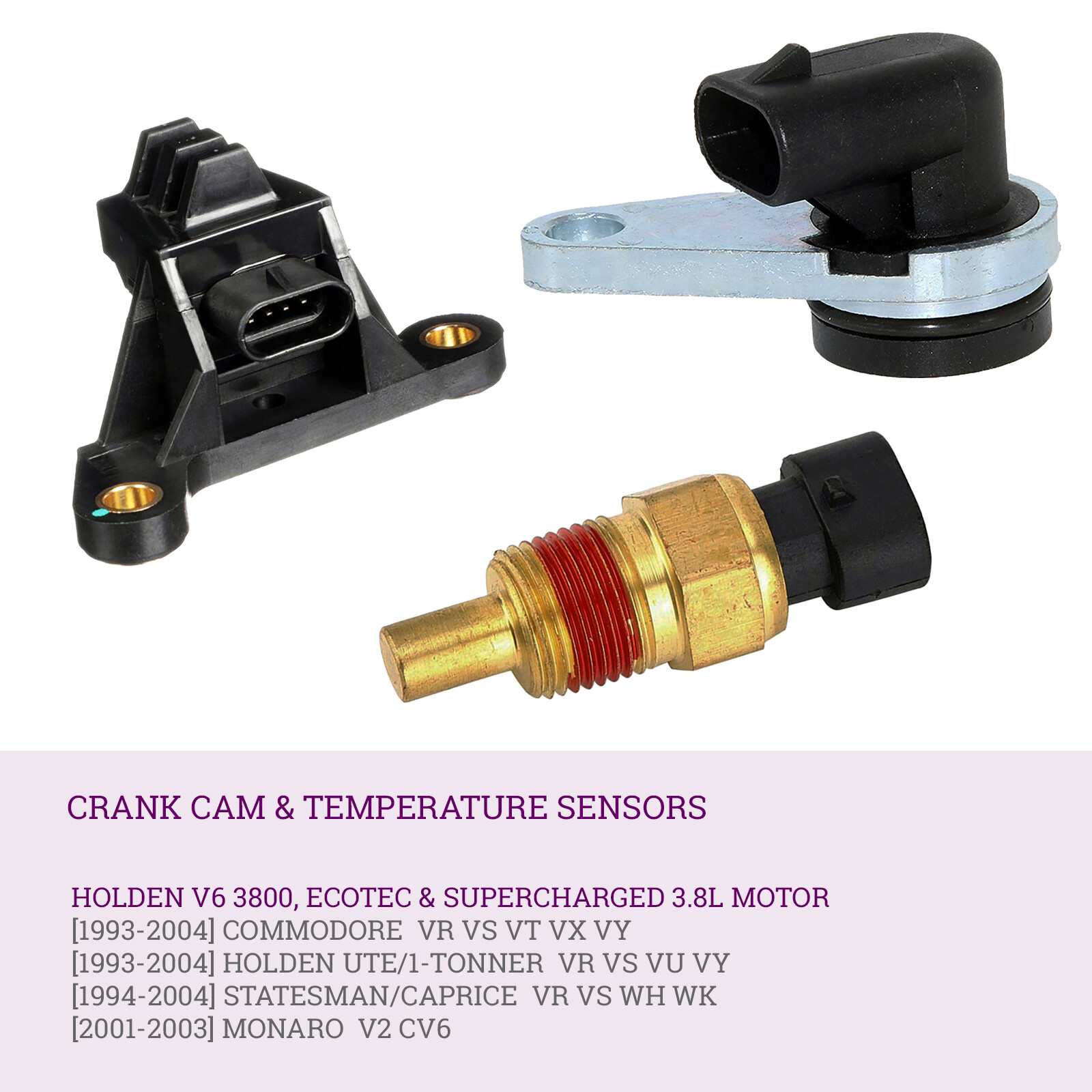 CAMSHAFT CRANKSHAFT & COOLANT TEMPERATURE SENSOR FOR HOLDEN V6 3800 ...