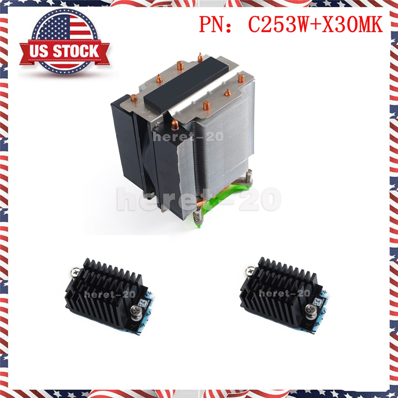 CPU Cooler Fan Heatsink C253W 125W +2x VR Heatsink X30MK For DELL XPS ...