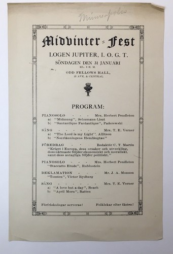 Midwinter Party Logen Jupiter I.O.G.T. Odd Fellows Hall Minneapolis MN ...