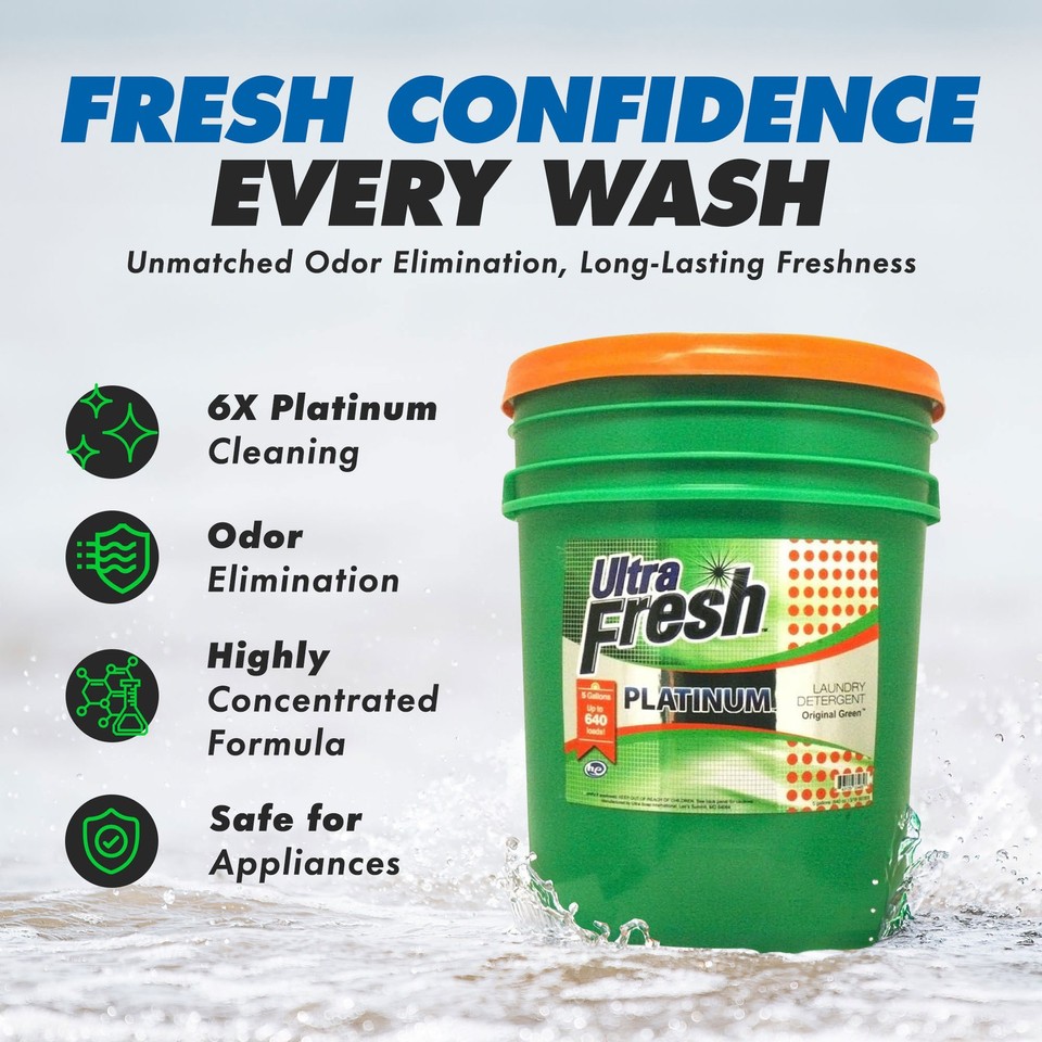 Ultra Fresh 3X Platinum 5 Gallon Laundry Detergent, Up to 640 Loads (2 ...