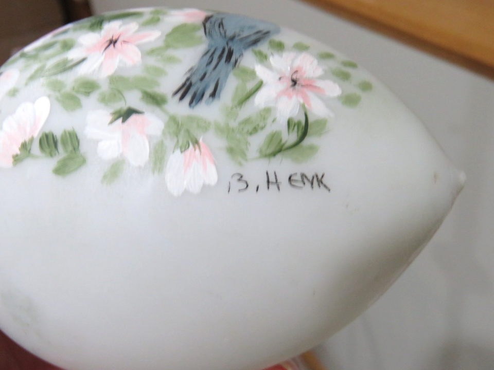 Vintage Milk Glass Blown Hand Painted 5" Easter Egg - Bluebirds | eBay