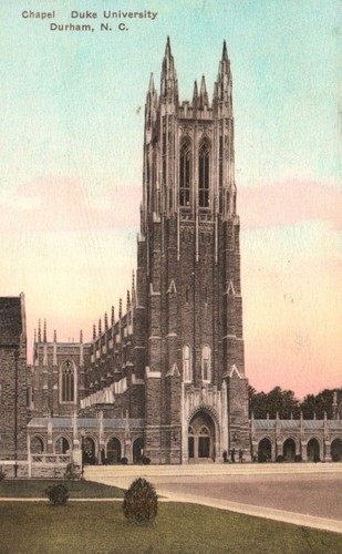 Postcard NC Durham Chapel Duke University Posted 1937 Hand Colored PC ...