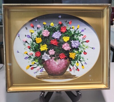 Kay Press Impasto Acrylic Floral Painting Still Life Vase Of Flowers ...