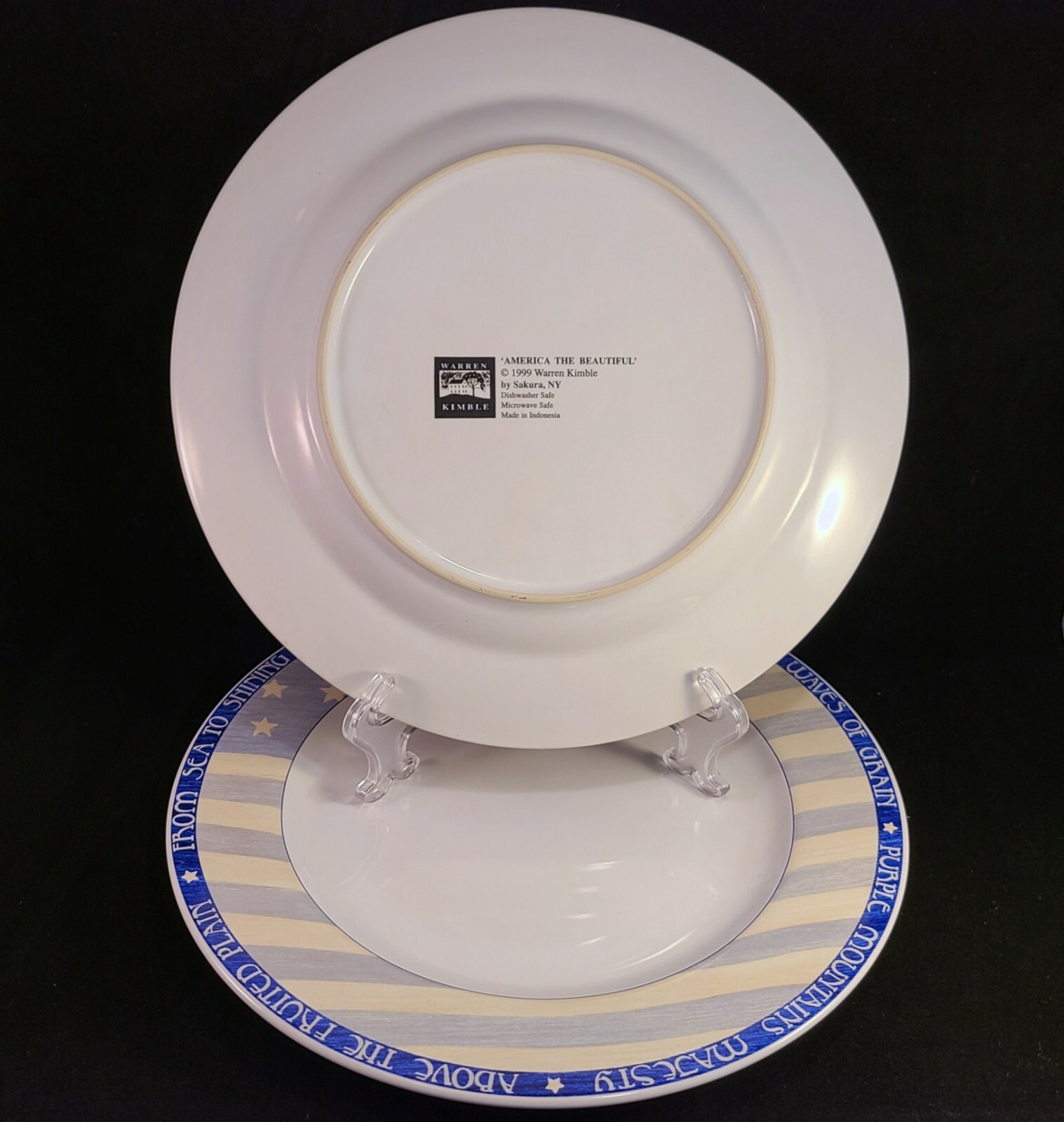2 America the Beautiful Dinner Plates Patriotic US Flag Sakura Warren ...