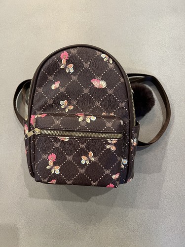 Like Dreams LD Brown Pink ROSES Vinyl Adjustable Zip FLORAL Mini ...